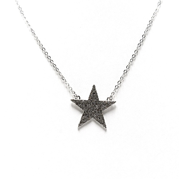 No.3 Rhinestone Star Pendant silver clear necklace